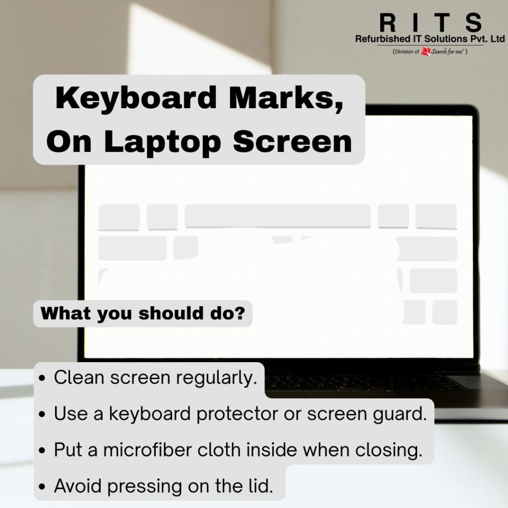 Keyboard marks on a laptop screen – refurbished stores